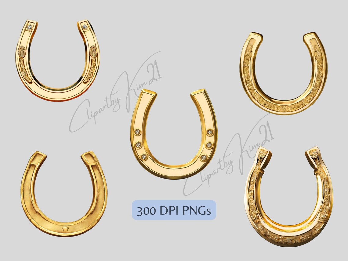 20 Golden Horseshoes | Horseshoe Clipart | St. Patricks Day Clipart ...