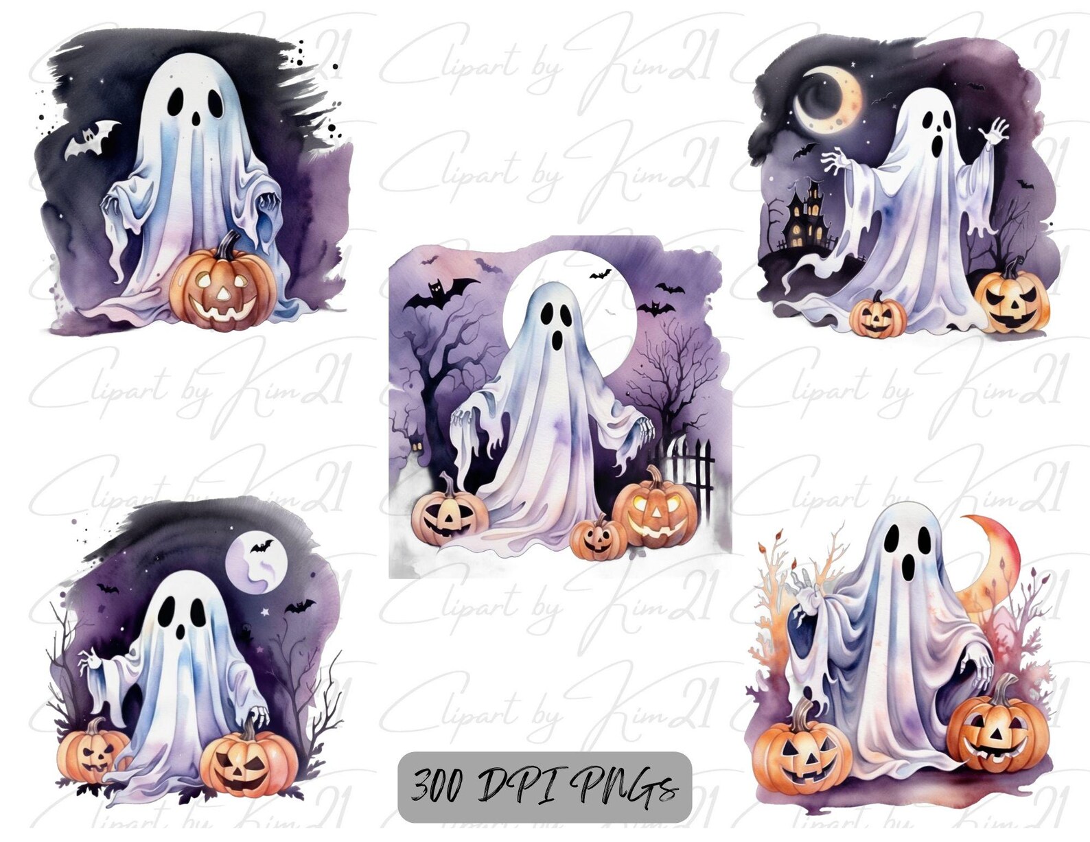 20 Halloween Ghosts | Halloween Clipart | Cute Halloween Ghosts ...