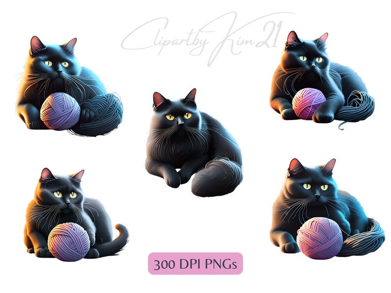 20 Black Cats Clipart | Black Cats Graphics | Cat Clipart Bundle ...