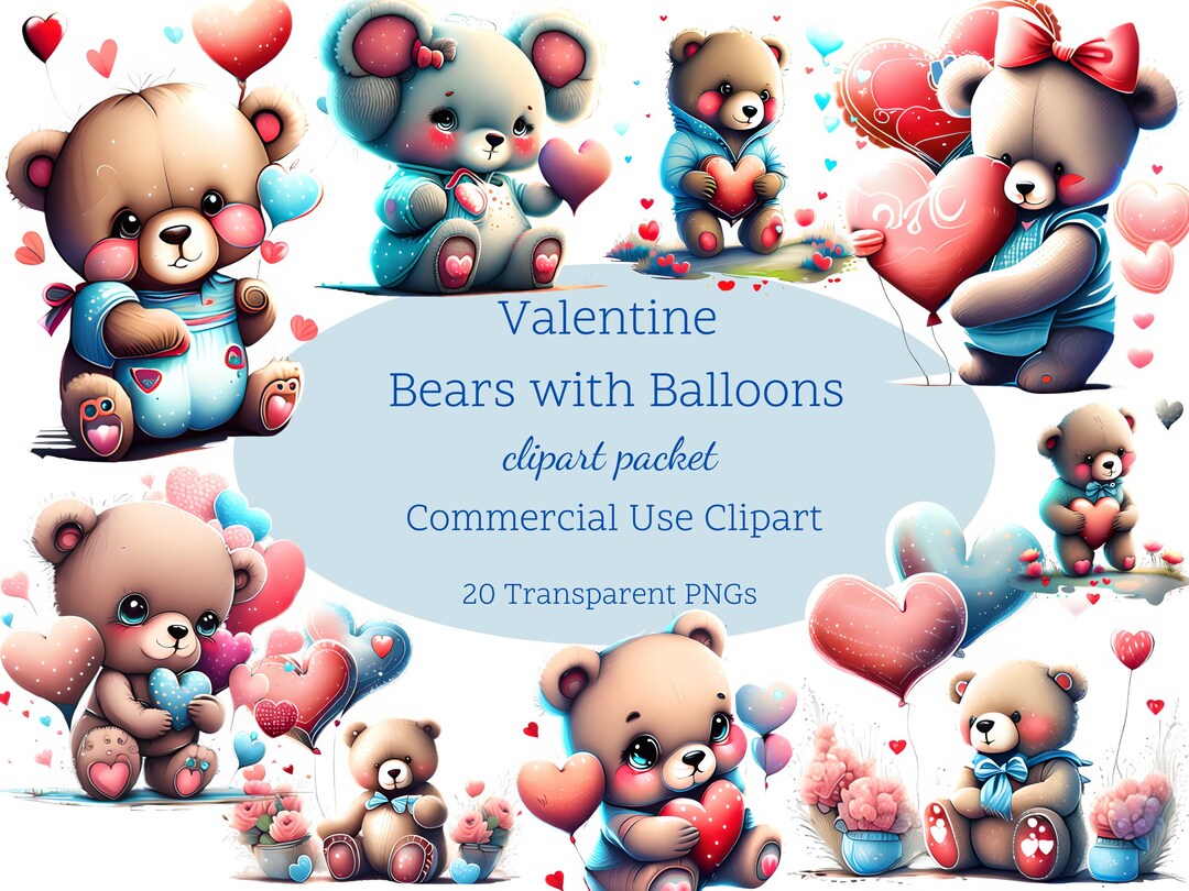 20 Valentine Bears PNG | Valentine Bears Clipart | Teddy Bear With ...