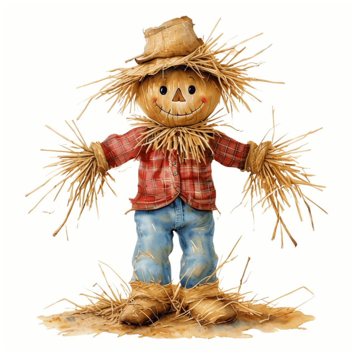 Red Plaid Scarecrow Clipart | Autumn Graphics (digital Download) - Etsy