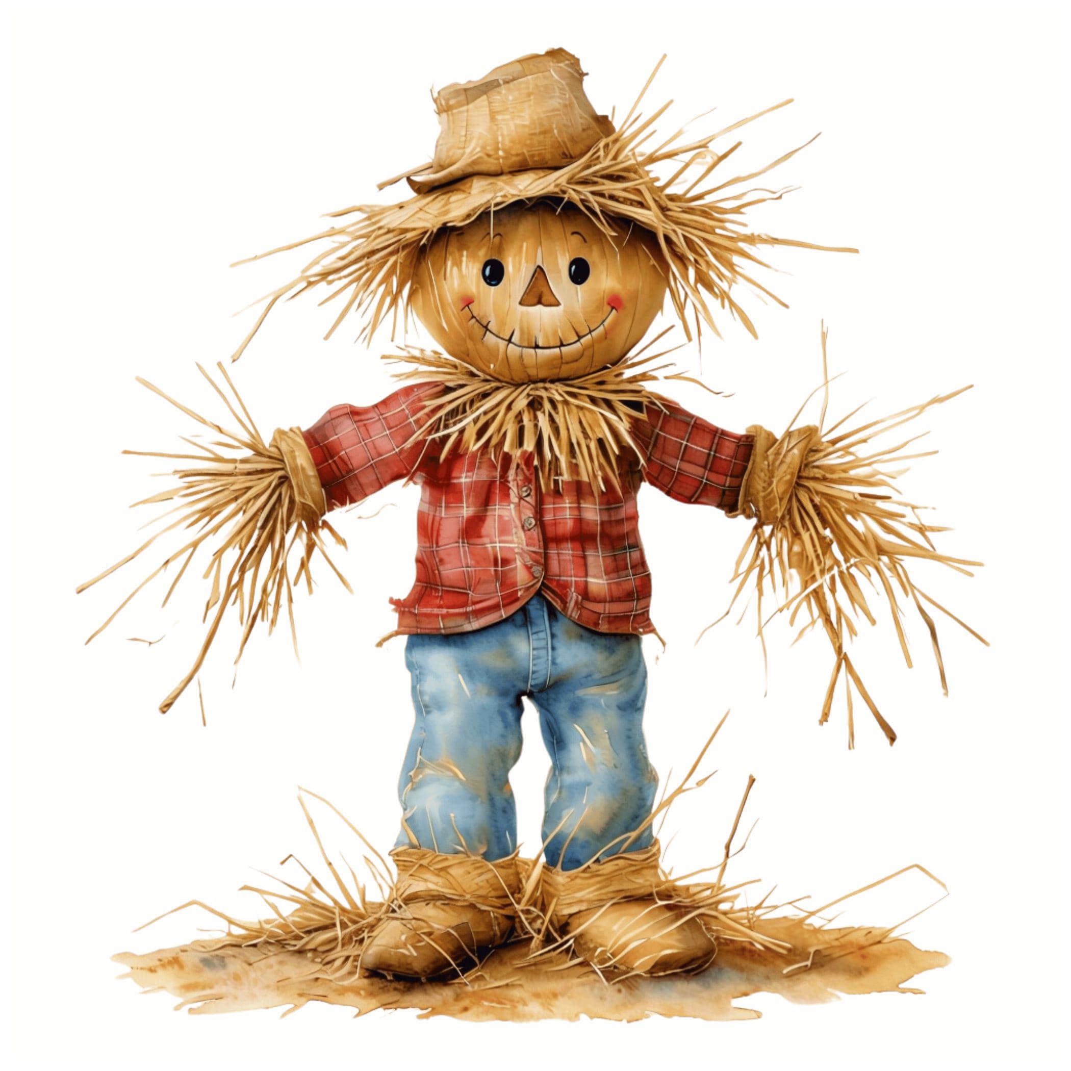 20 Cute Scarecrows in Red Plaid Shirts | Autumn Clipart | Fall Clipart ...