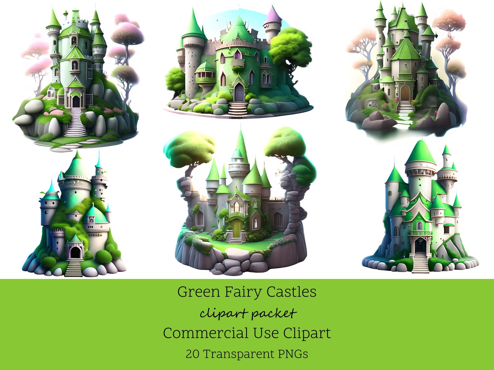 Green Fairy Castle Clipart | Magical PNG Graphics | 20 PNG Graphics ...