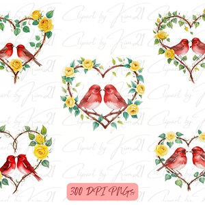 20 Love Birds Clipart | Romantic Birds Graphics | Love Birds and Hearts ...