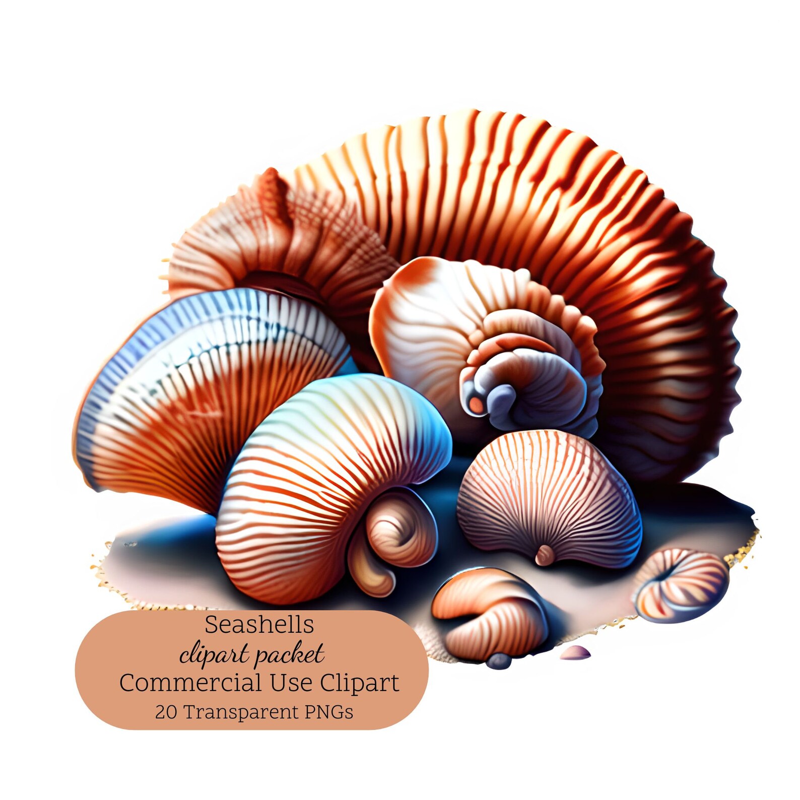 20 Seashells Clipart | Beach Graphics | Summer Fun Clipart | Ocean ...