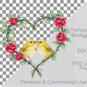 20 Love Birds Clipart Romantic Birds Graphics Love Birds and Hearts ...