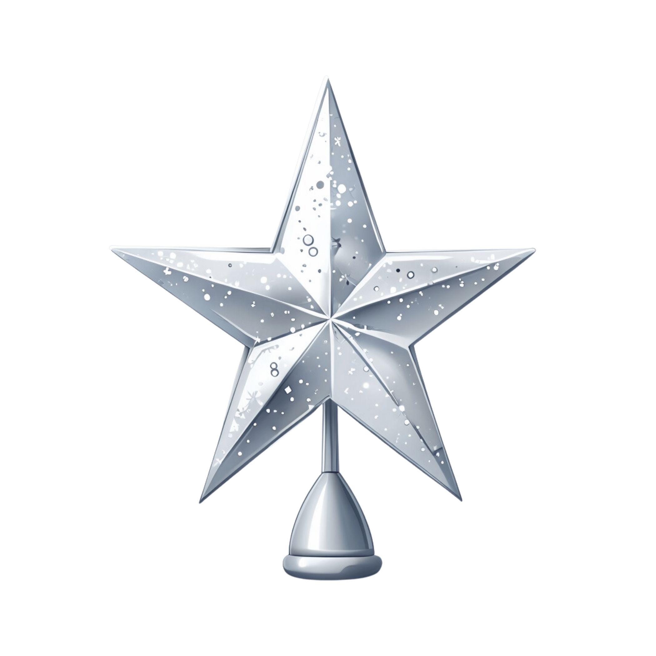 20 Silver Christmas Star/tree Topper | Holiday Graphics | Holiday Decor ...