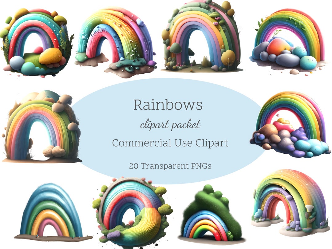 20 Colorful Rainbows Clipart | St. Patricks Day Clipart | Rainbow ...