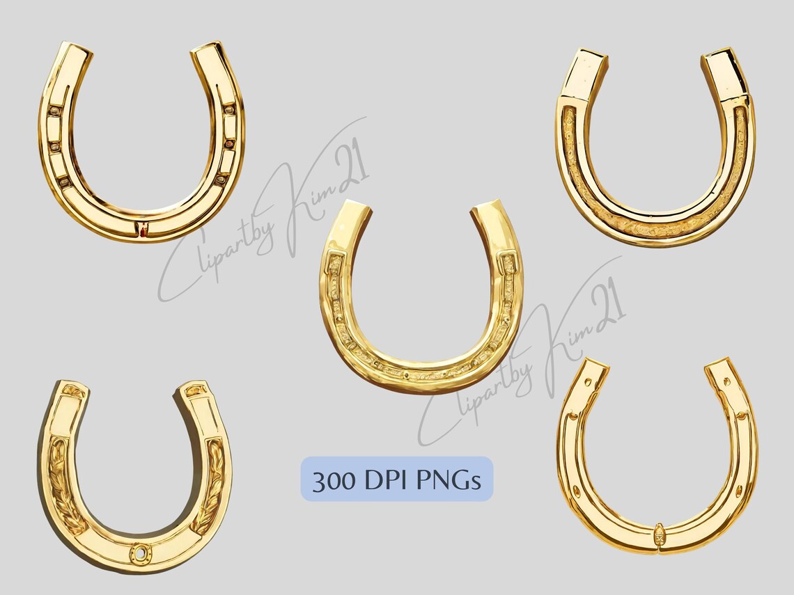 20 Golden Horseshoes Horseshoe Clipart St. Patricks Day Clipart Lucky ...