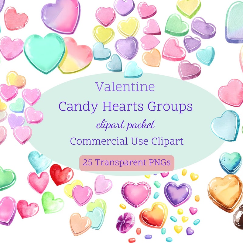 Candy Heart Clipart - Etsy