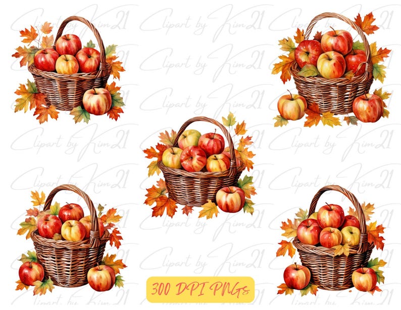 20 Baskets of Apples | Autumn Clipart | Fall Clipart | Autumn Graphics ...