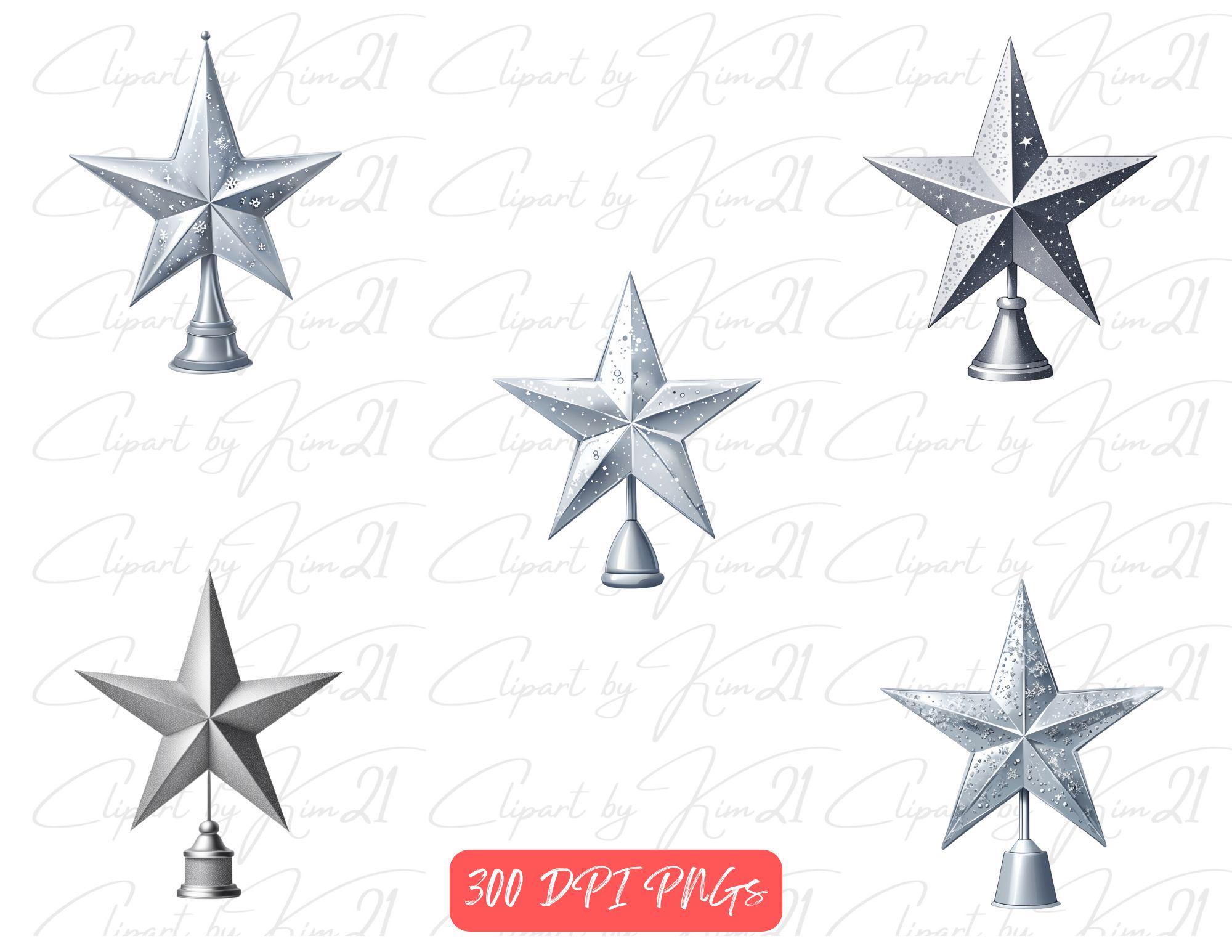 20 Silver Christmas Star/tree Topper | Holiday Graphics | Holiday Decor ...