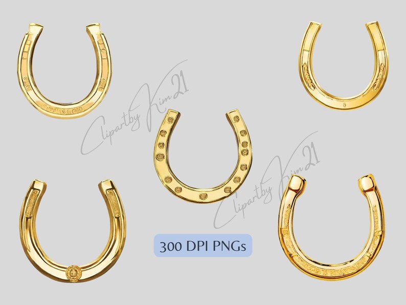 20 Golden Horseshoes Horseshoe Clipart St. Patricks Day Clipart Lucky ...