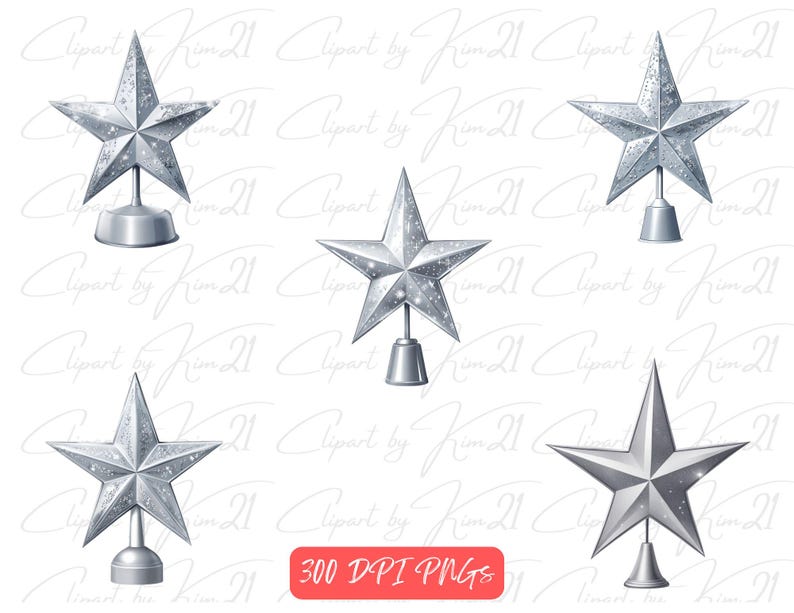 20 Silver Christmas Star/tree Topper | Holiday Graphics | Holiday Decor ...