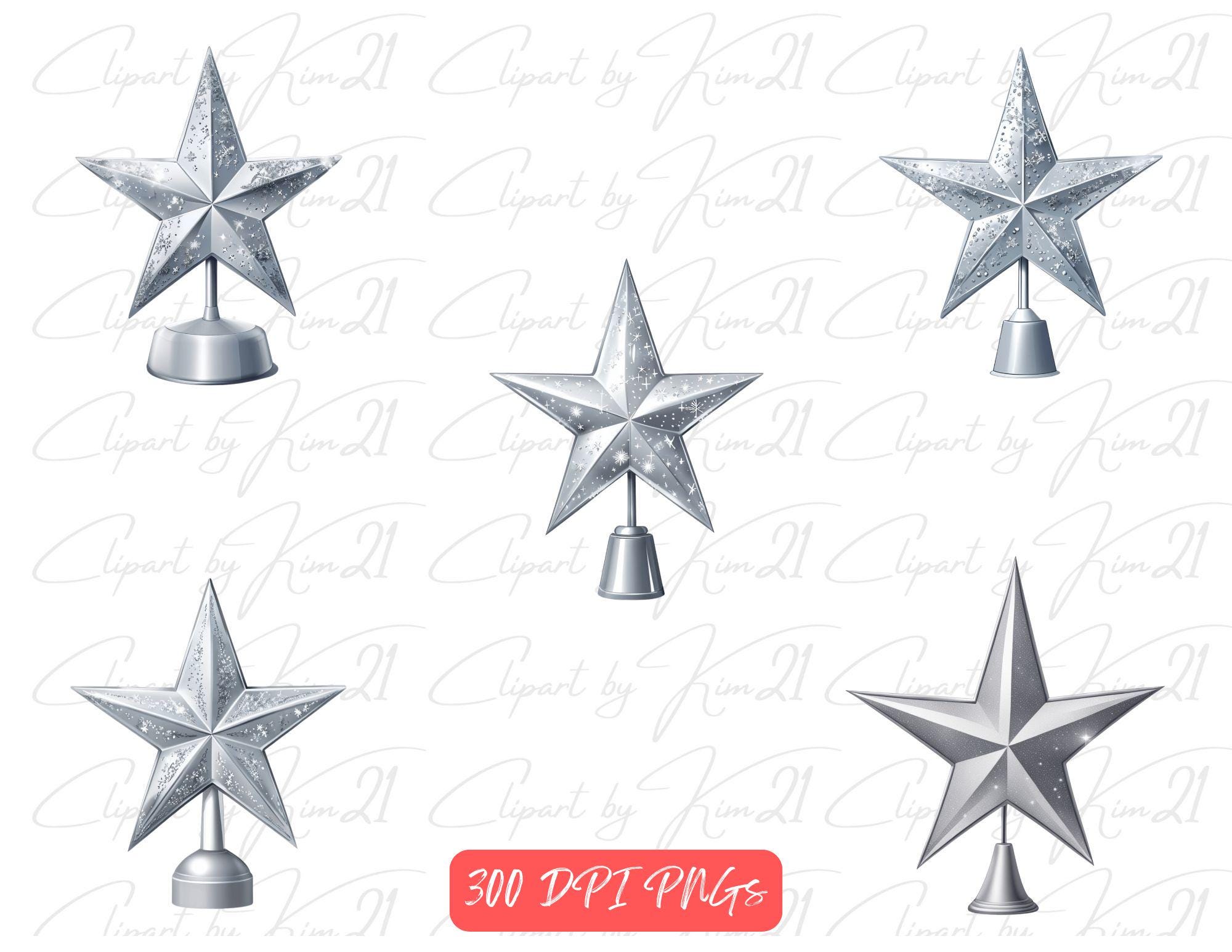 20 Silver Christmas Star/tree Topper | Holiday Graphics | Holiday Decor ...