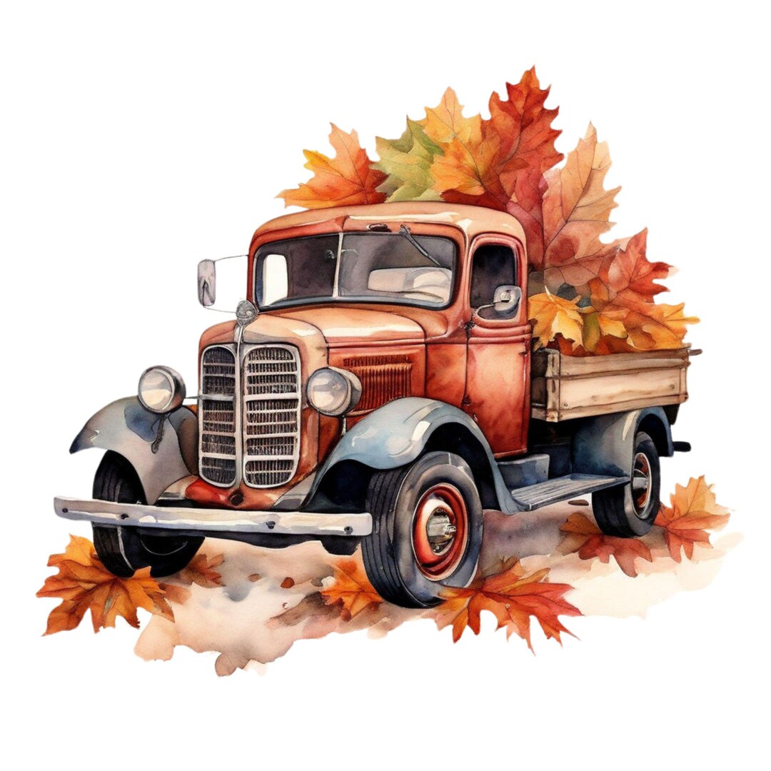 20 Autumn Vintage Trucks | Autumn Clipart | Fall Clipart | Autumn ...