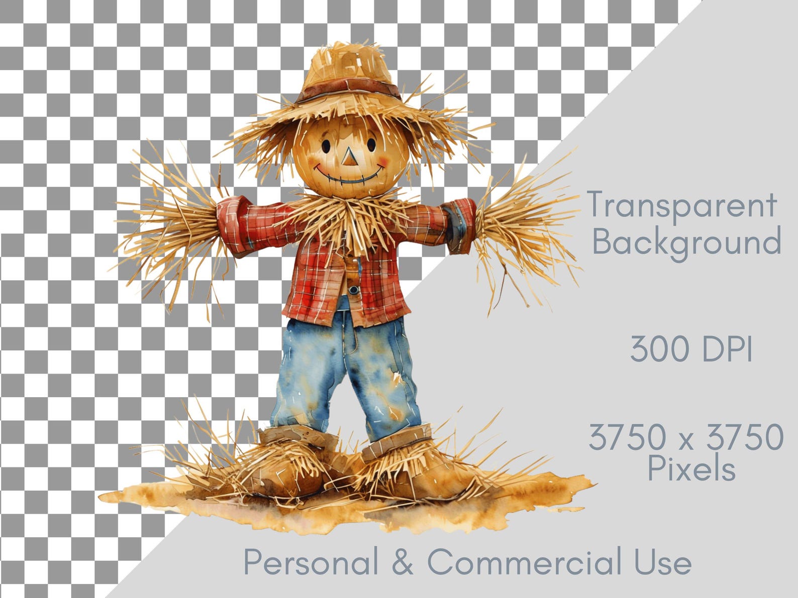 20 Cute Scarecrows in Red Plaid Shirts | Autumn Clipart | Fall Clipart ...