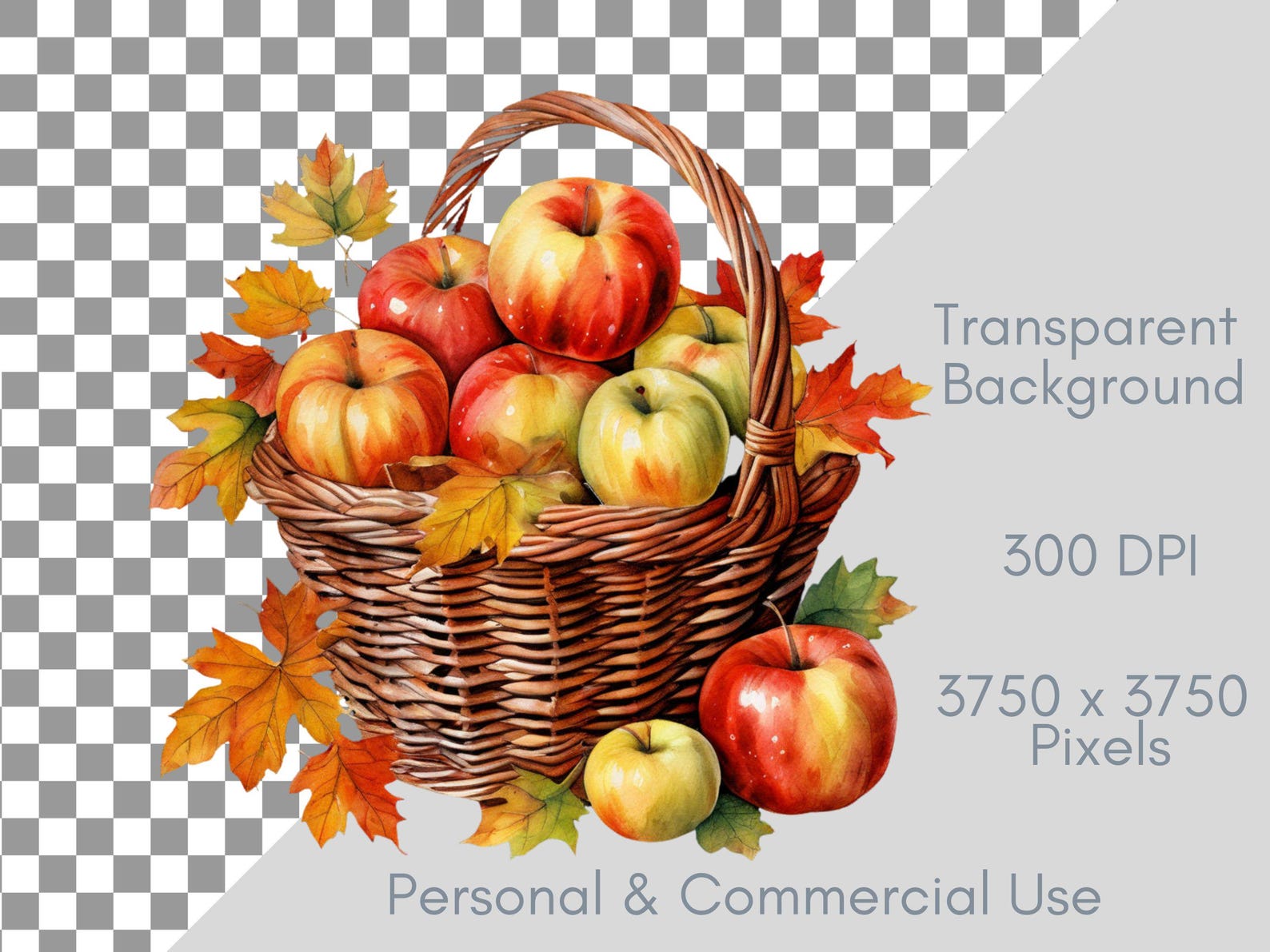 20 Baskets of Apples | Autumn Clipart | Fall Clipart | Autumn Graphics ...