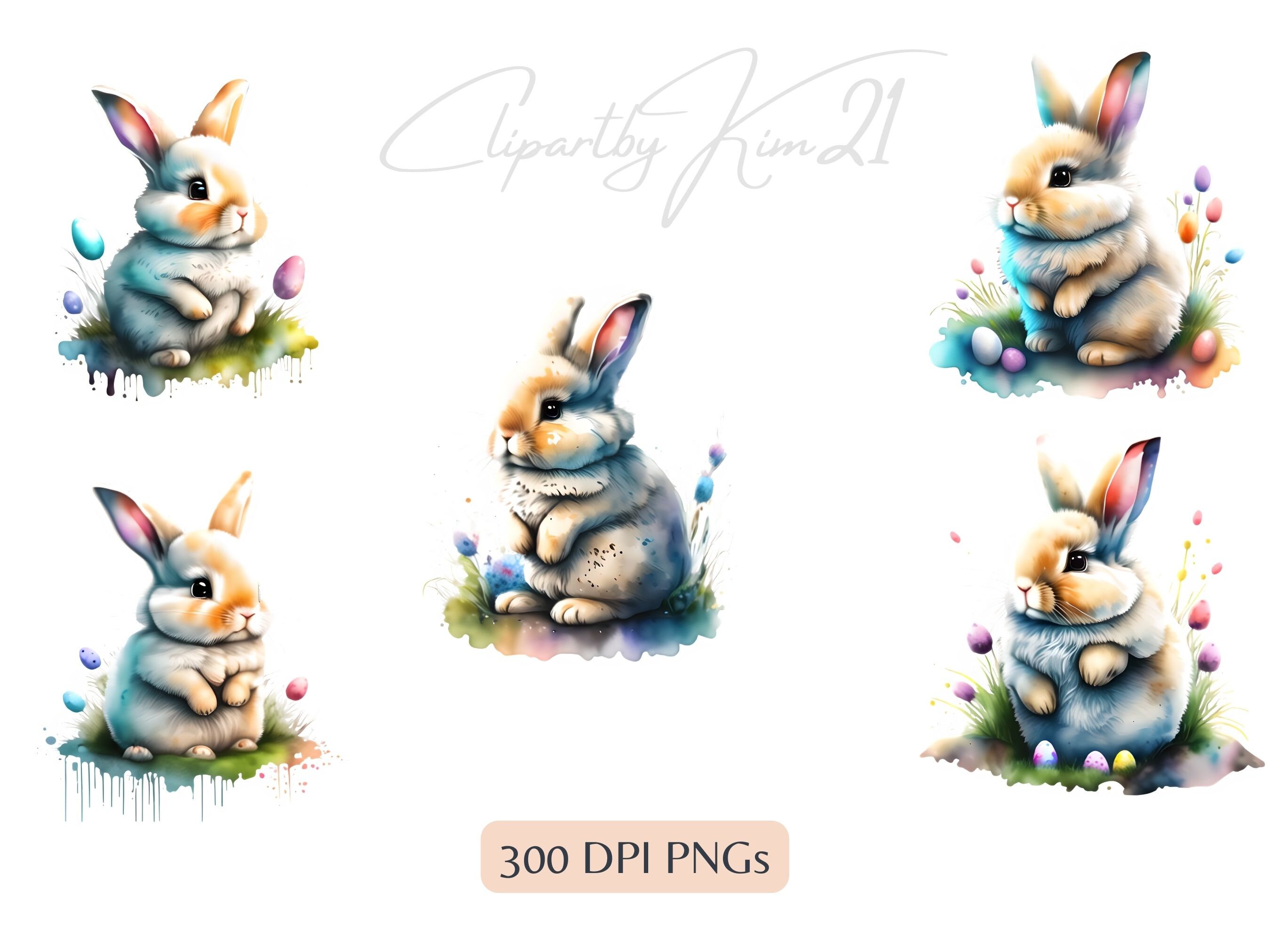20 Watercolor Easter Bunnies Clipart | Easter Clipart | Watercolor ...