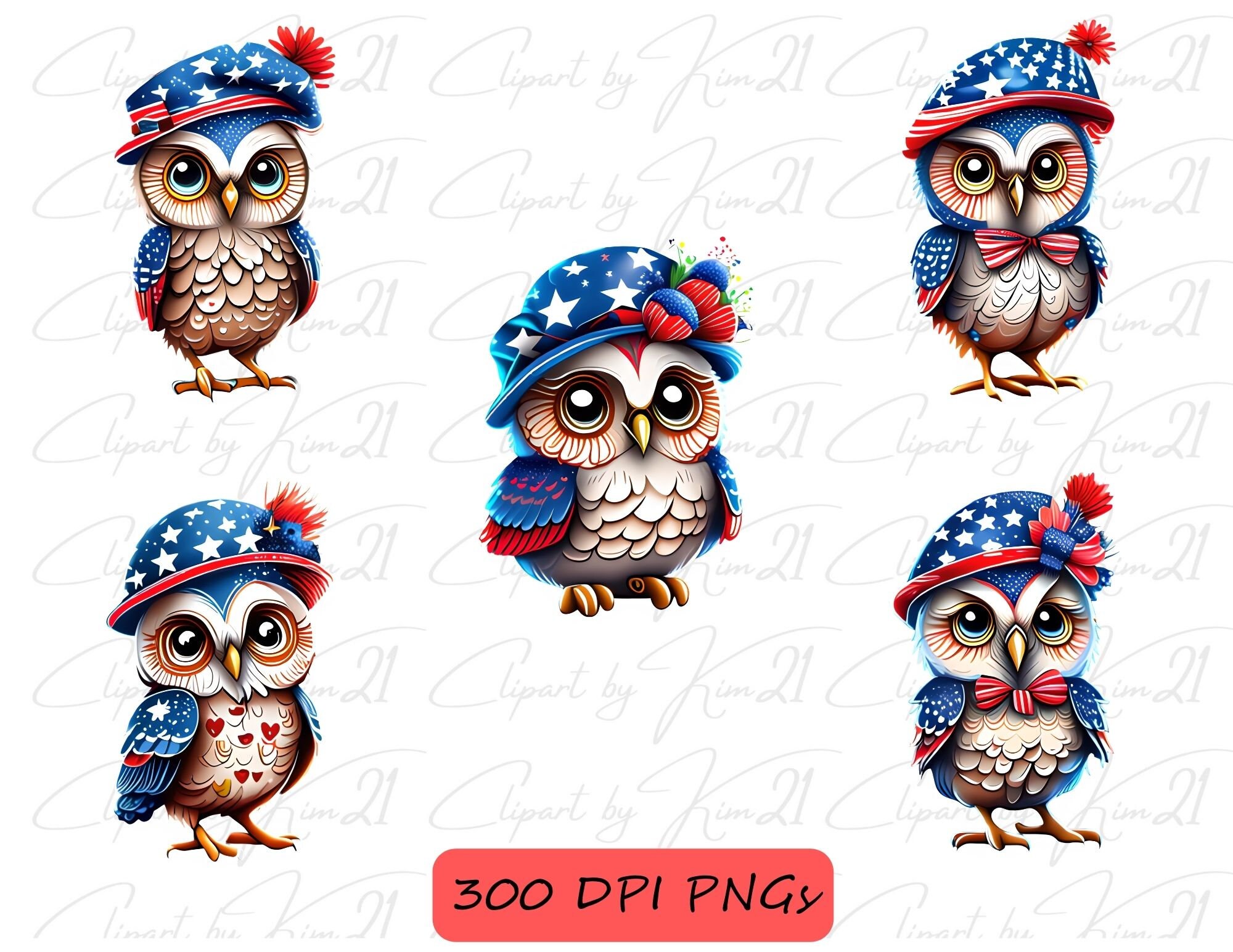 20 Patriotic Owls Clipart for Personal and Commercial Use - Etsy