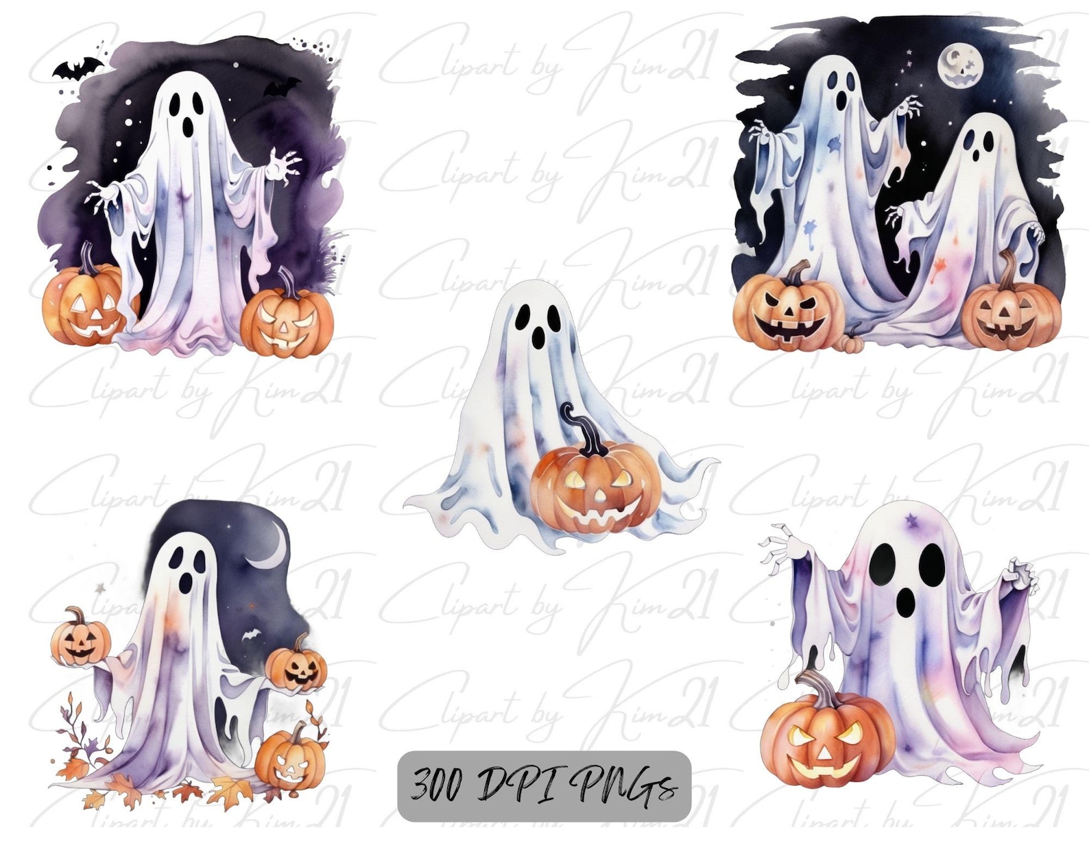 20 Halloween Ghosts | Halloween Clipart | Cute Halloween Ghosts ...