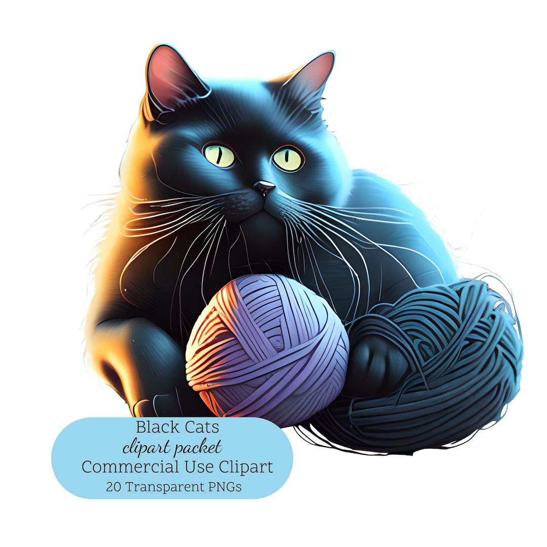 20 Black Cats Clipart | Black Cats Graphics | Cat Clipart Bundle ...
