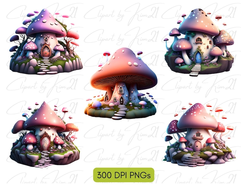 Mushroom Houses Clipart | 20 Fantasy Pngs (digital Download) - Etsy