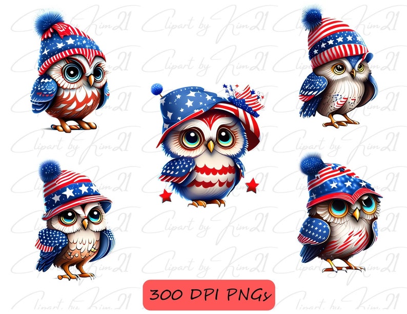 20 Patriotic Owls Clipart for Personal and Commercial Use - Etsy