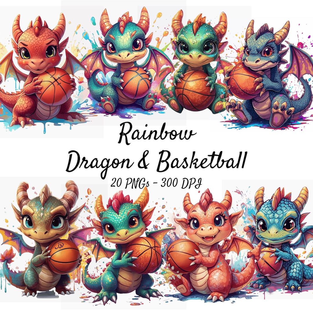 Basketball Dragon Clipart | PNG Bundle | Digital Downloads - Etsy