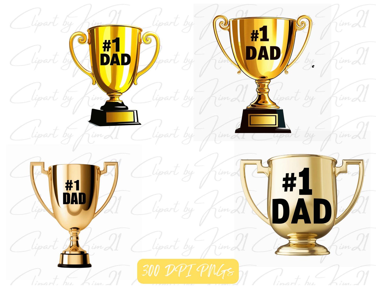 20 #1 Dad Trophy PNG | Happy Father's Day Graphics | #1 Dad Gold Trophy ...