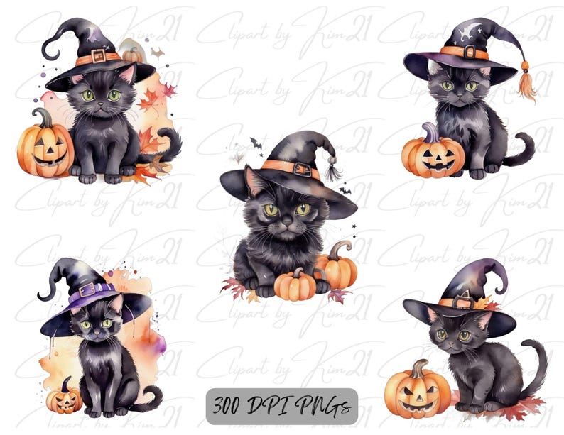 20 Halloween Black Cats | Halloween Clipart | Cute Halloween Cats ...