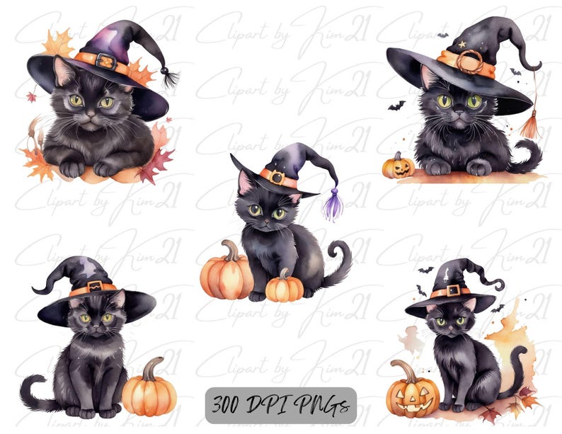 20 Halloween Black Cats | Halloween Clipart | Cute Halloween Cats ...