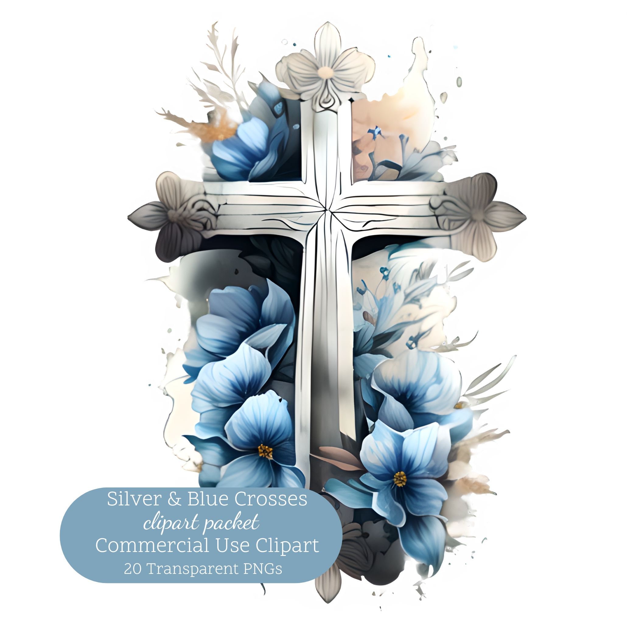 20 Silver & Blue Crosses Clipart | Easter Clipart | He is Risen ...