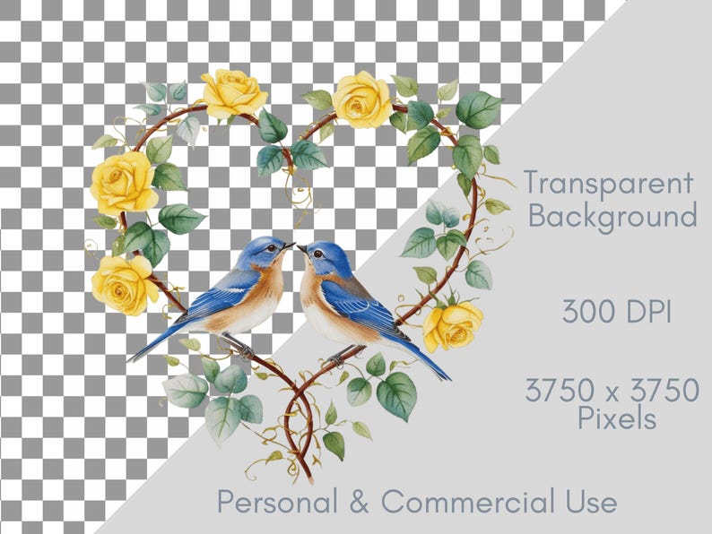 20 Love Birds Clipart Romantic Birds Graphics Love Birds and Hearts ...