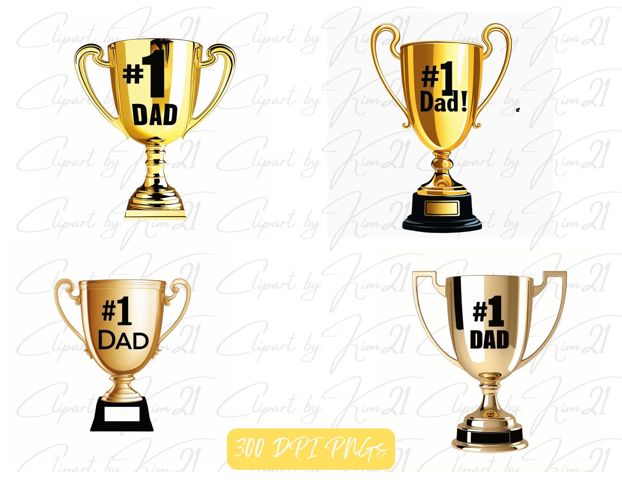 20 #1 Dad Trophy PNG | Happy Father's Day Graphics | #1 Dad Gold Trophy ...