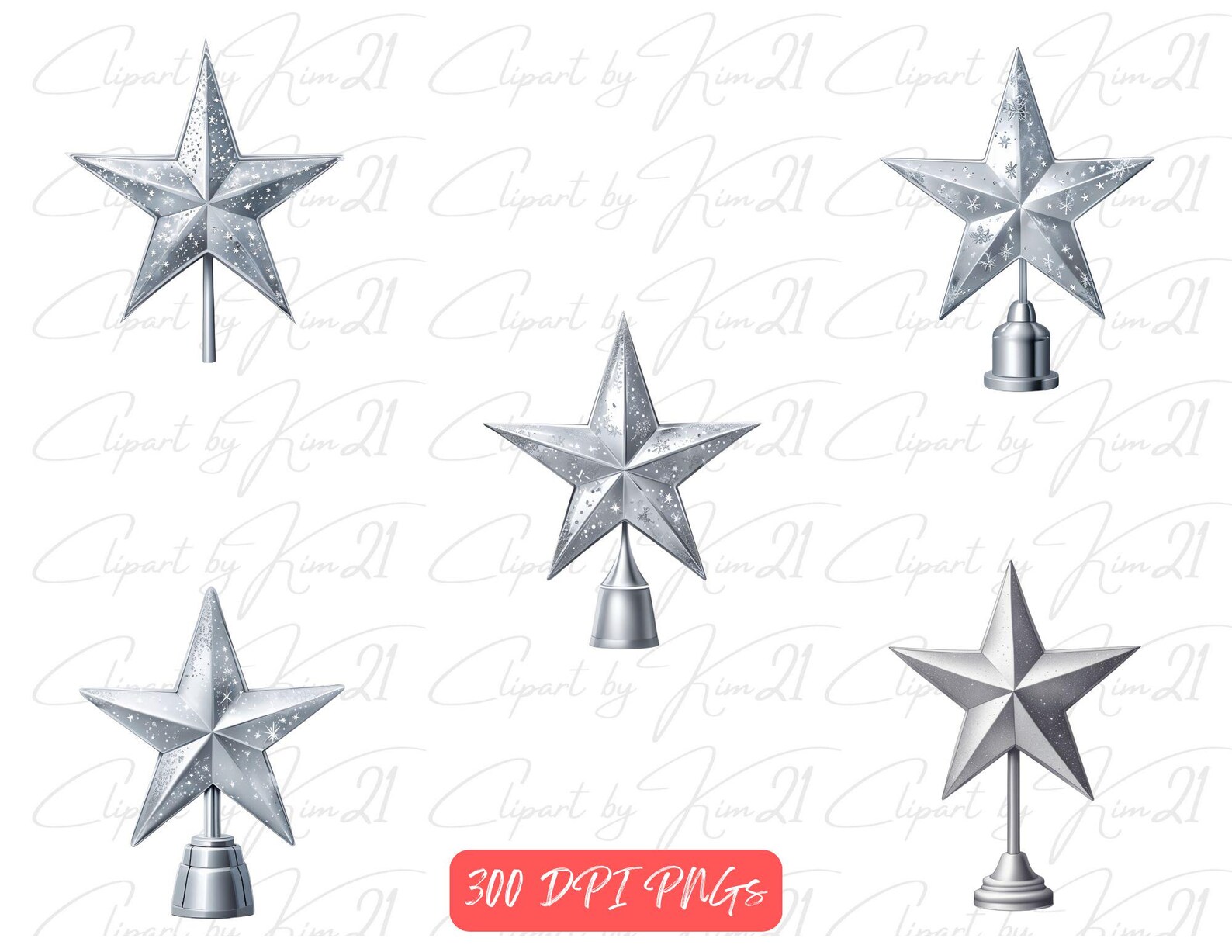 20 Silver Christmas Star/tree Topper | Holiday Graphics | Holiday Decor ...