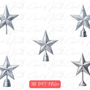 20 Silver Christmas Star/tree Topper | Holiday Graphics | Holiday Decor ...