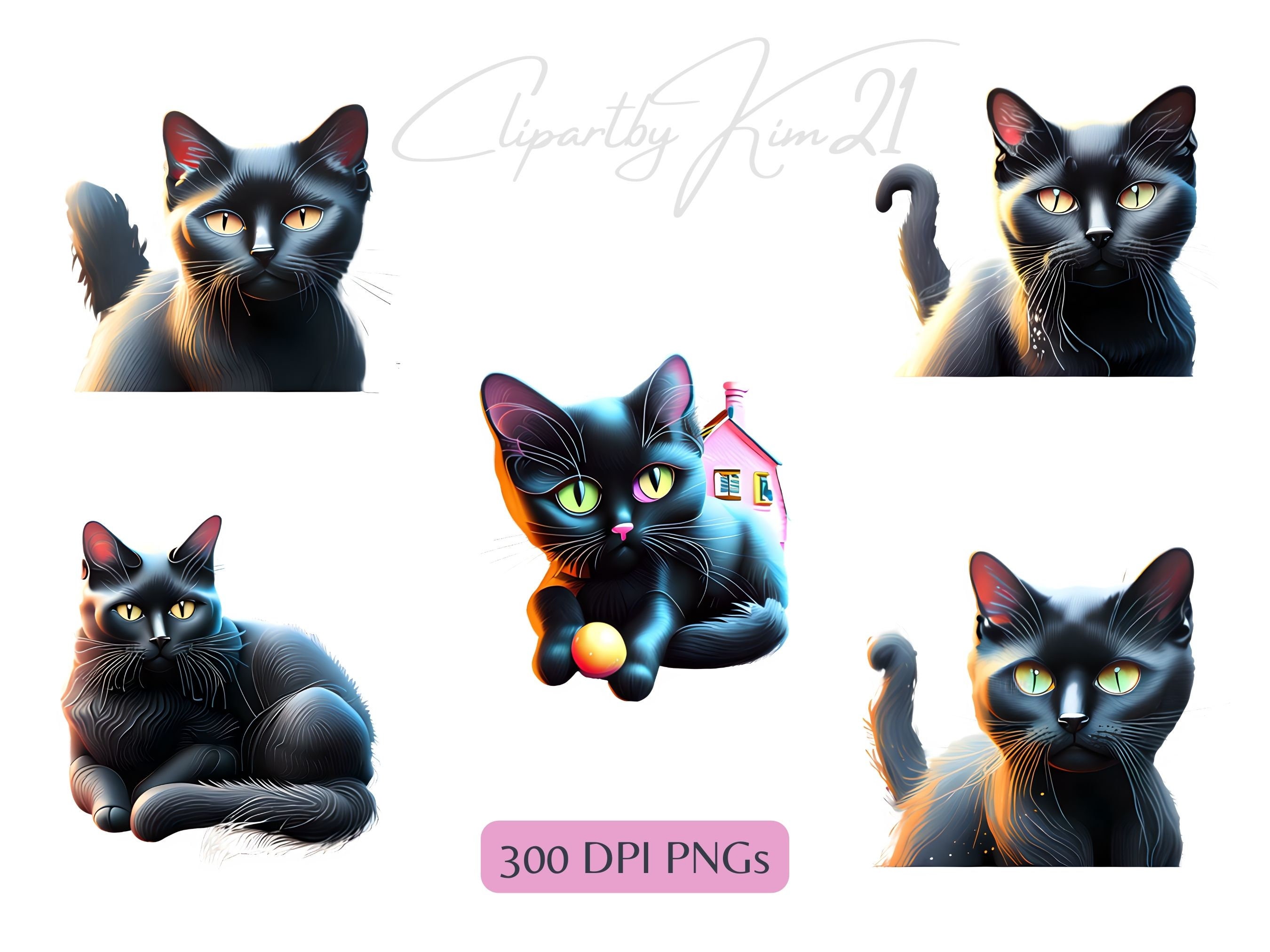 20 Black Cats Clipart | Black Cats Graphics | Cat Clipart Bundle ...