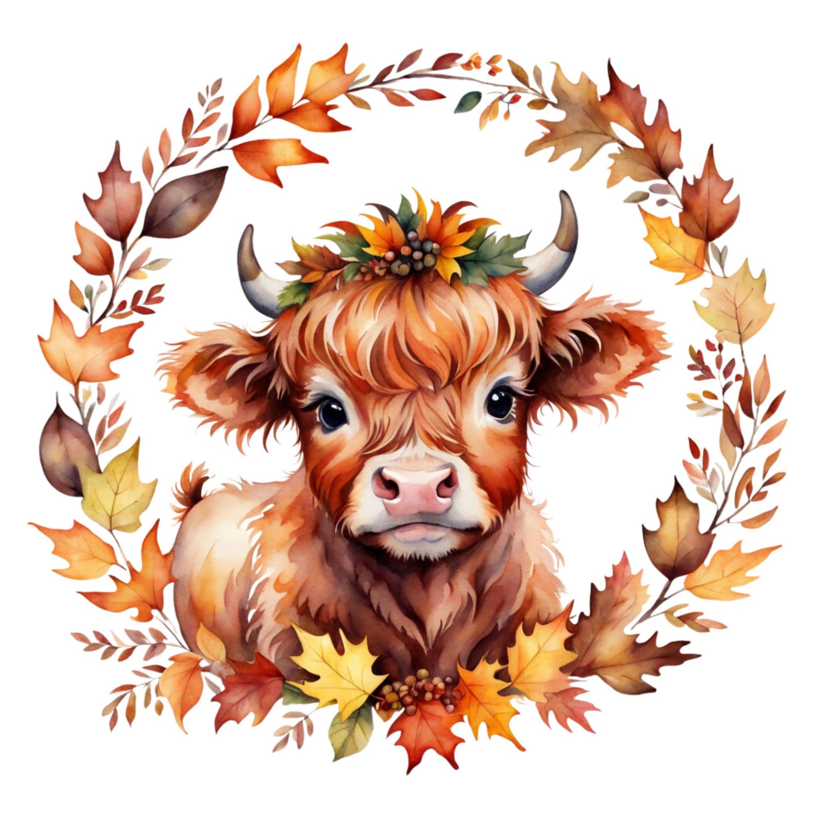 20 Cute Autumn Highland Cows | Autumn Clipart | Fall Clipart ...