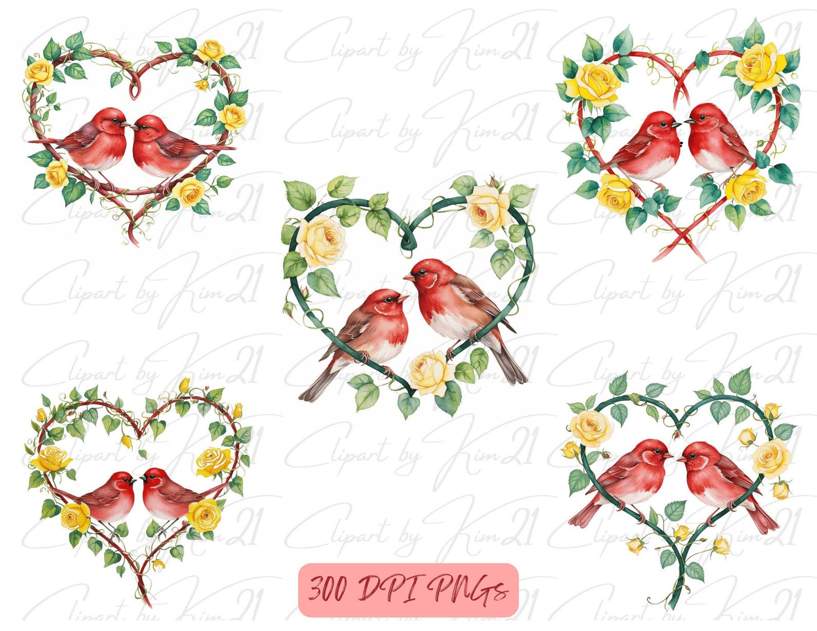 20 Love Birds Clipart | Romantic Birds Graphics | Love Birds and Hearts ...