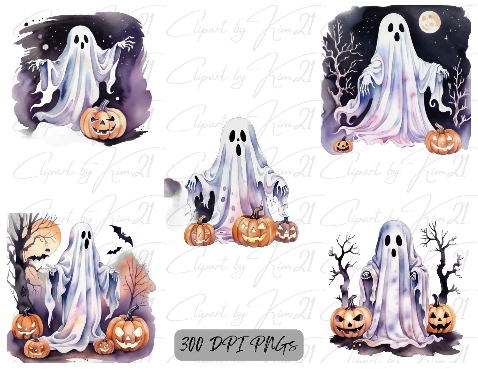 20 Halloween Ghosts | Halloween Clipart | Cute Halloween Ghosts ...