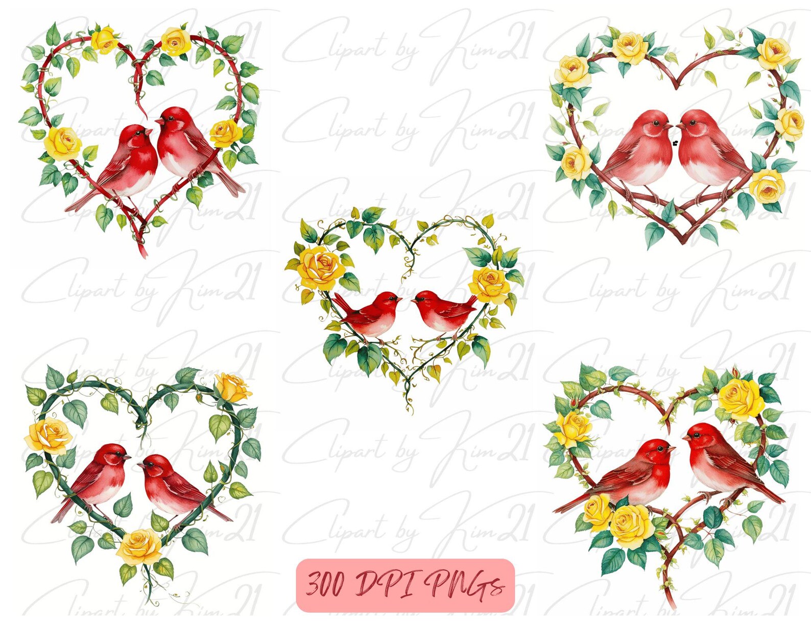 20 Love Birds Clipart | Romantic Birds Graphics | Love Birds and Hearts ...