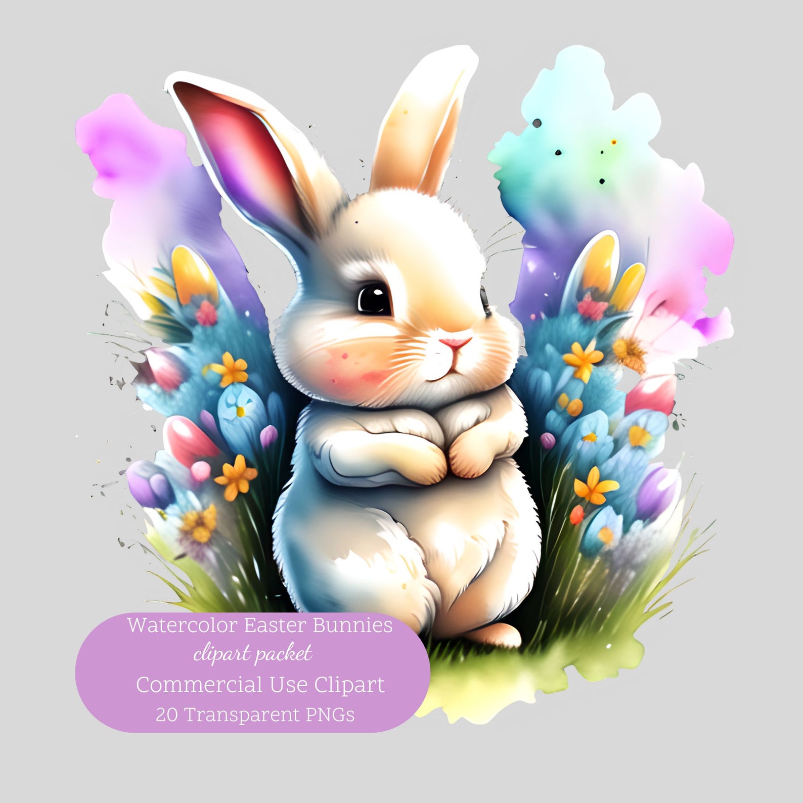 20 Watercolor Easter Bunnies Clipart | Easter Clipart | Watercolor ...
