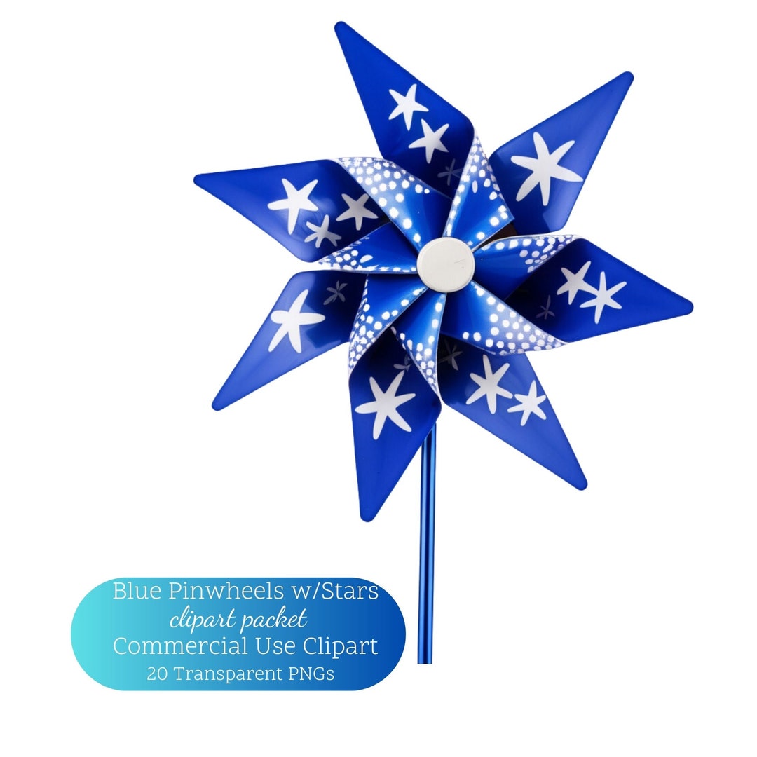 20 Blue Pinwheels W/ Stars | Patriotic Clipart | 4th of July Clipart ...
