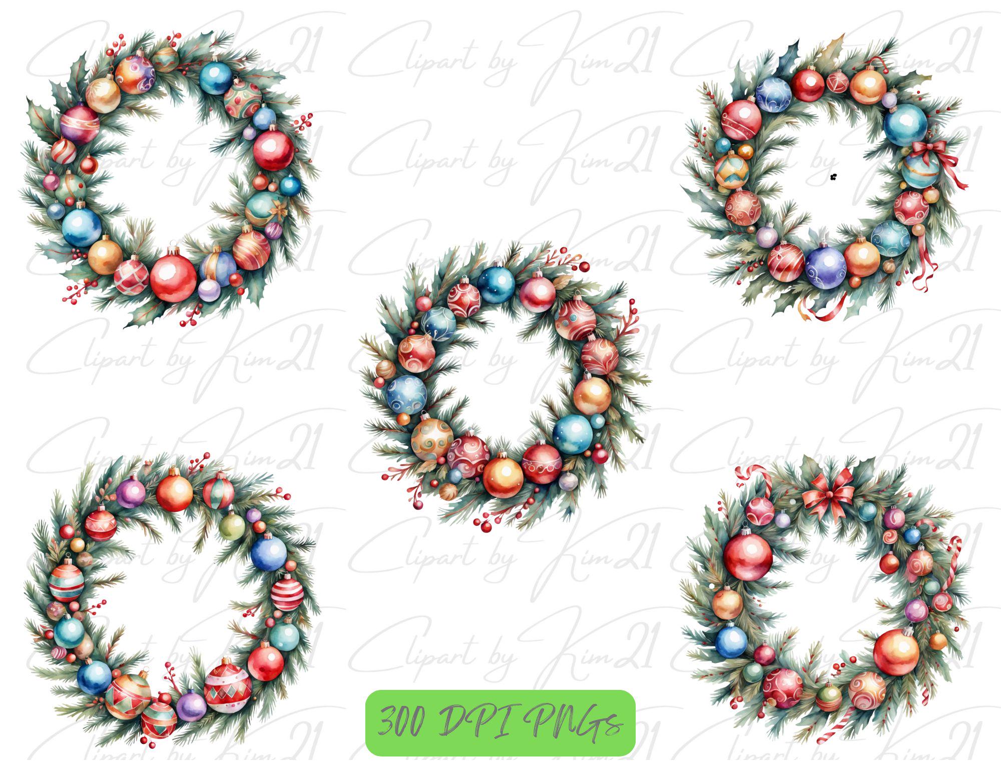 20 Christmas Wreaths | Christmas Clipart | Holiday Graphics | Christmas ...