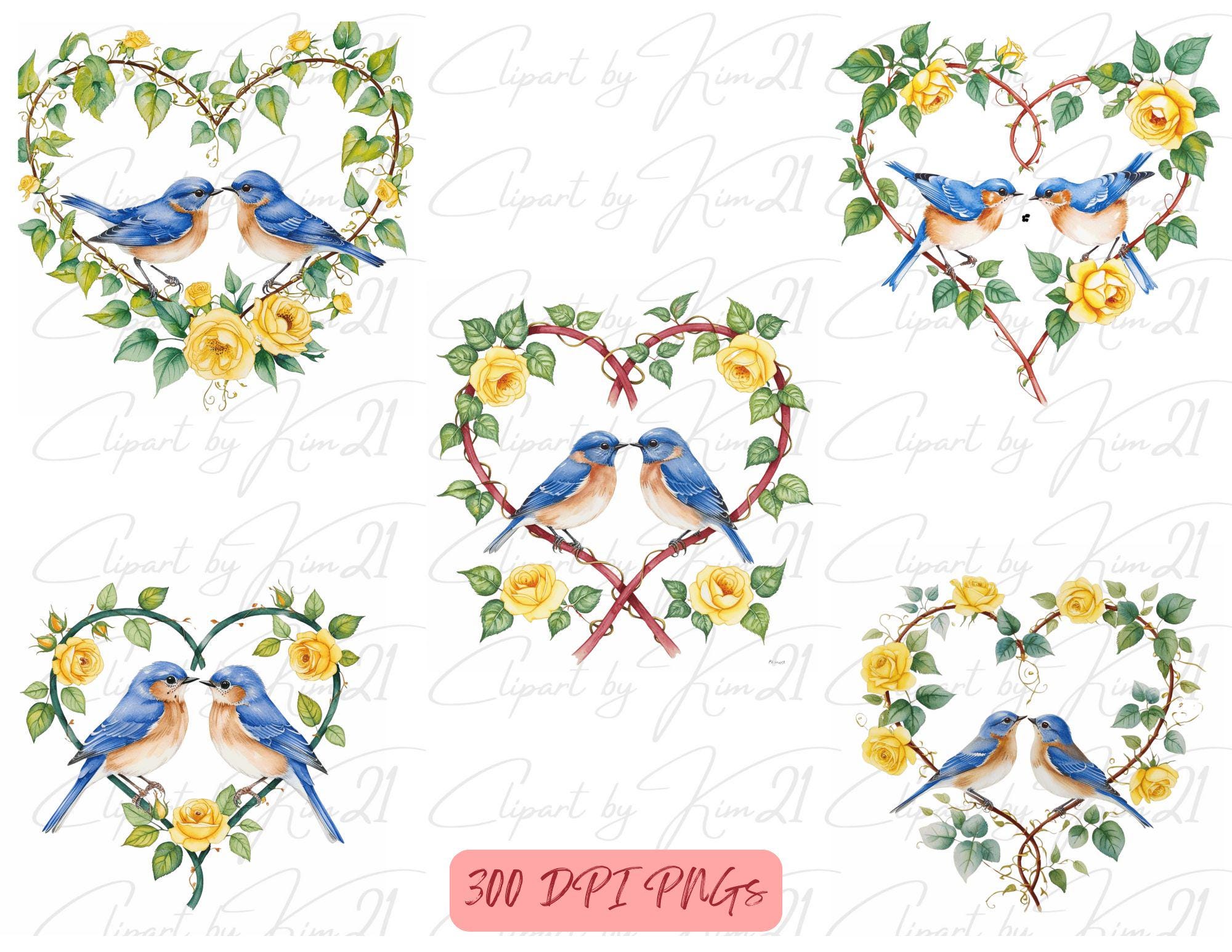 20 Love Birds Clipart Romantic Birds Graphics Love Birds and Hearts ...