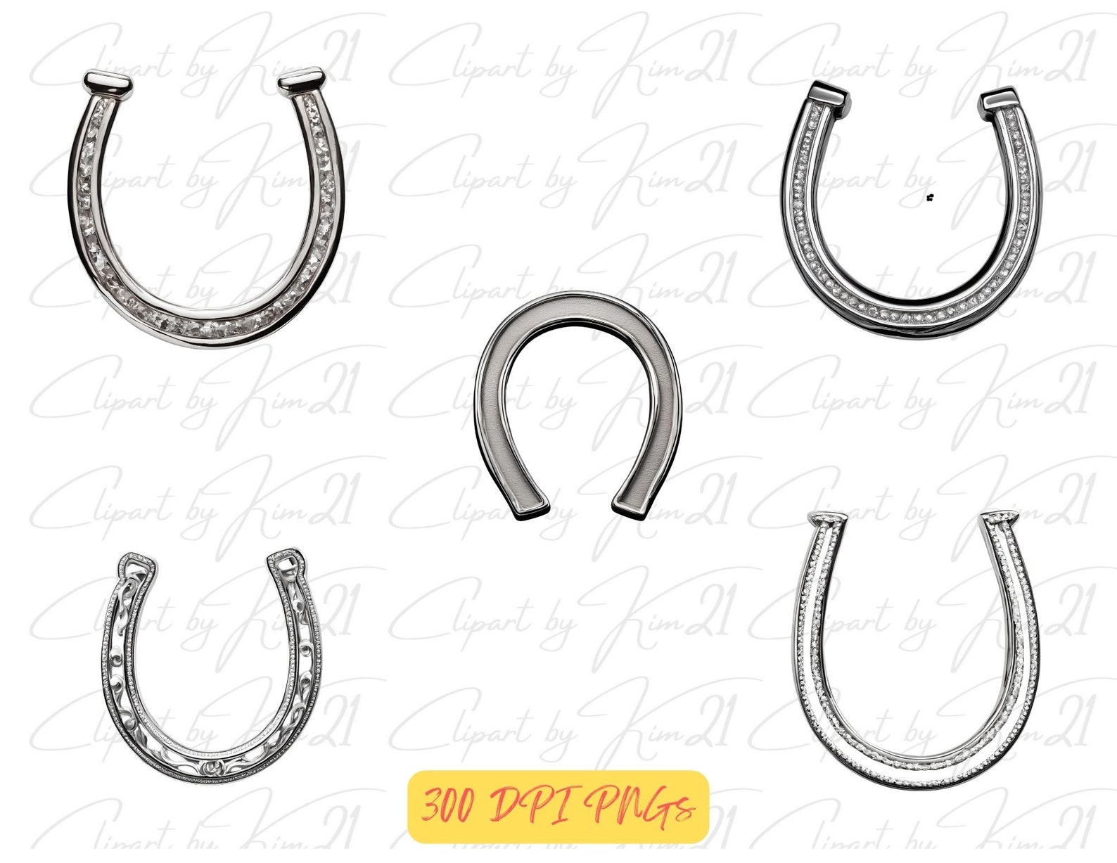 20 Silver Horseshoes Horseshoe Clipart St. Patricks Day Clipart Lucky ...