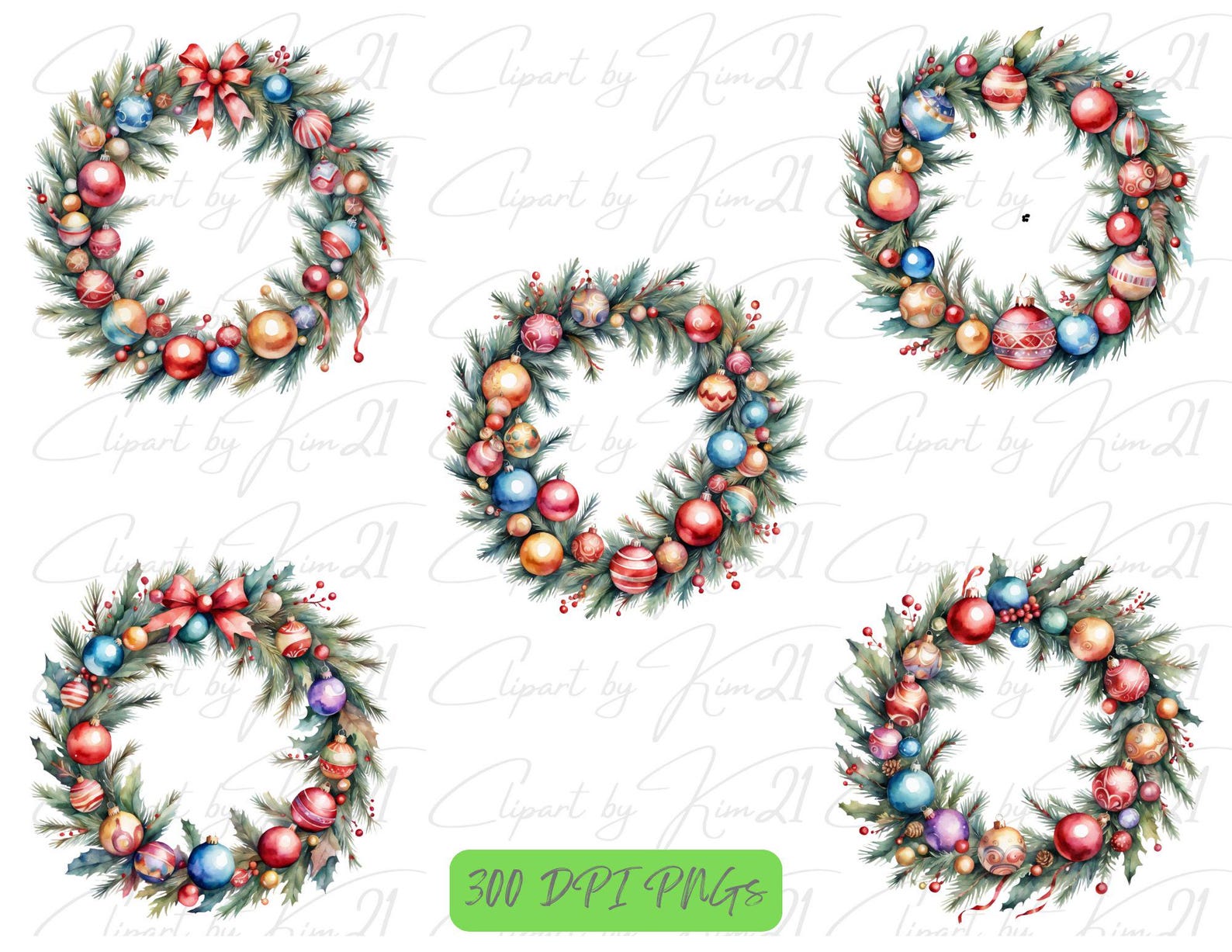 20 Christmas Wreaths | Christmas Clipart | Holiday Graphics | Christmas ...