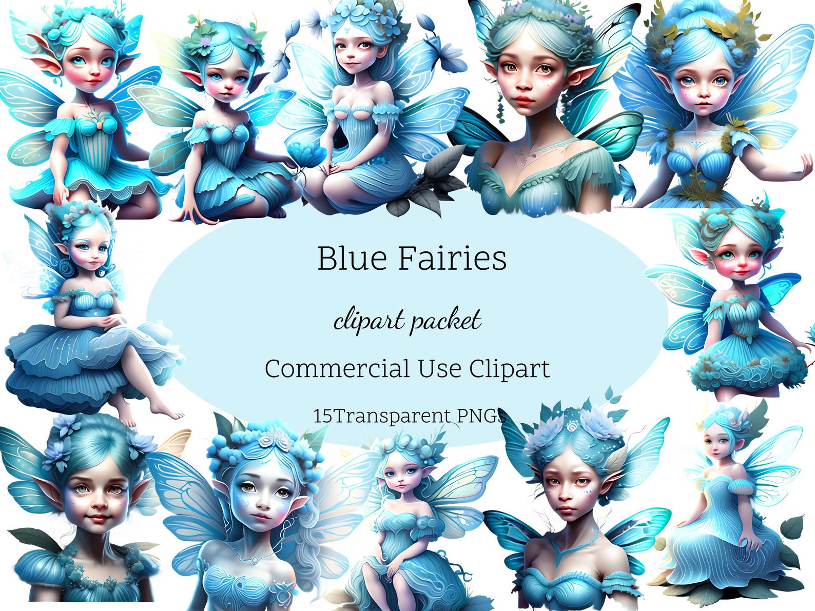 15 Blue Fairies Clipart | Magical Pixies Clipart | Blue Fairies PNG ...