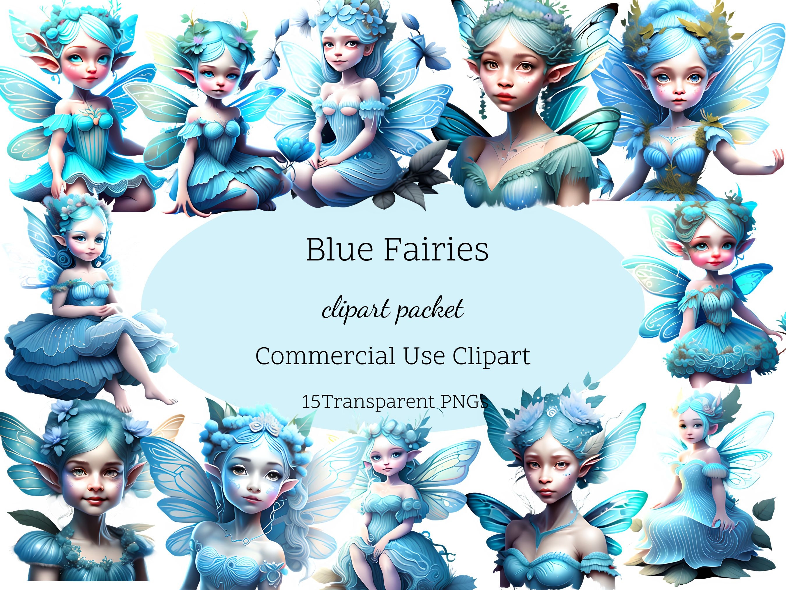 15 Blue Fairies Clipart | Magical Pixies Clipart | Blue Fairies PNG ...